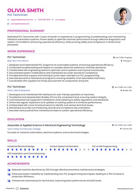 10 Plc Technician Resume Samples And Templates For 2025