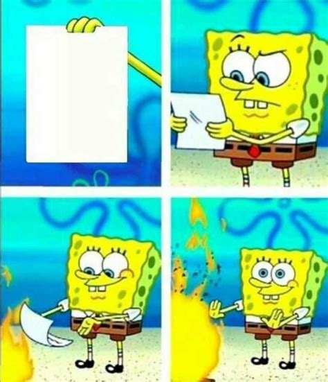 Bob Esponja Leyendo Tirando Al Fuego Debajo Del Agua Spongebob Memes