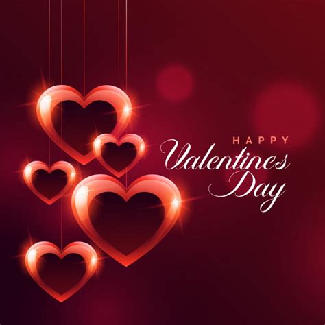 반짝이 빨간 하트 Bokeh 배경 매달려 무료 벡터