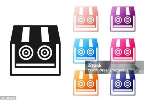 흰색 배경에 격리 된 블랙 슈팅 갤러리 아이콘 사격 범위 다채로운 아이콘을 설정합니다 벡터 검은색에 대한 스톡 벡터 아트 및 기타 이미지 Istock