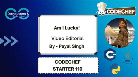 Am I Lucky Codechef Starters 110 Codechef Dcc Nit A Youtube