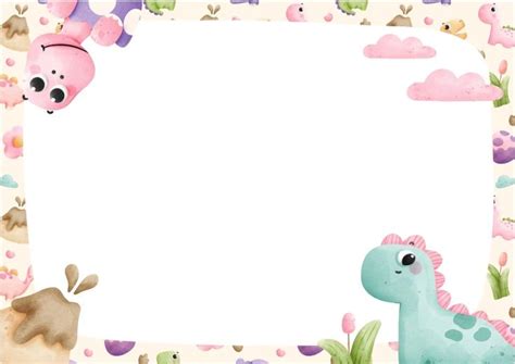 สีฟ้า สีครีม น่ารัก สดใส ไดโนเสาร์ ขอบกระดาษ Document A4 In 2024 Printing Business Cards