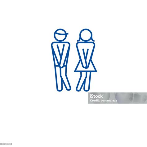 女人 Wc 男人廁所線圖示的概念女 Wc 男子廁所扁平向量符號 標誌 輪廓插圖向量圖形及更多圖示圖片 圖示 女人 男人 Istock
