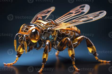 Artificially Created Bee With Nanotechnology AI Generated Stock Photo At Vecteezy