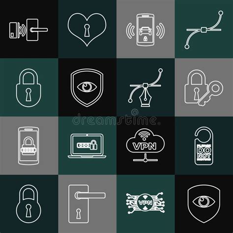 Set Line Shield And Eye Please Do Not Disturb Lock Key Smart Car Alarm System Digital Door