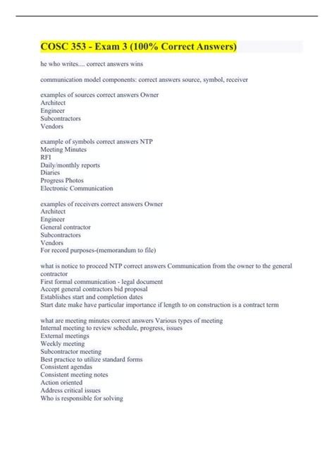 COSC Errorless Answers Stuvia US
