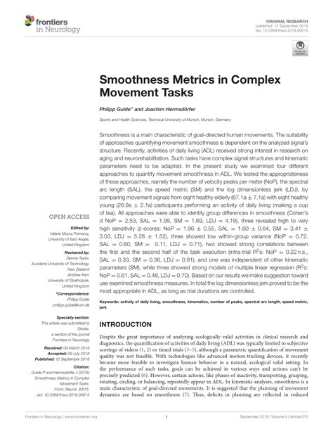 pdf smoothness metrics in complex movement tasks