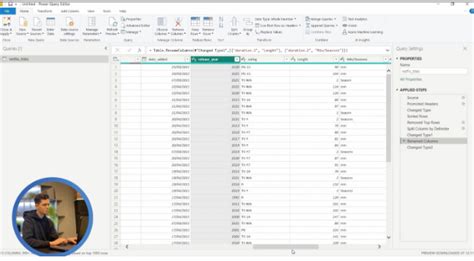 power query tutorial data transformation steps for power bi query