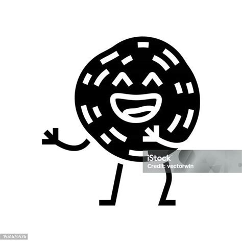 페퍼로니 고기 캐릭터 글리프 아이콘 벡터 일러스트 레이 션 고기에 대한 스톡 벡터 아트 및 기타 이미지 고기 귀여운 돼지