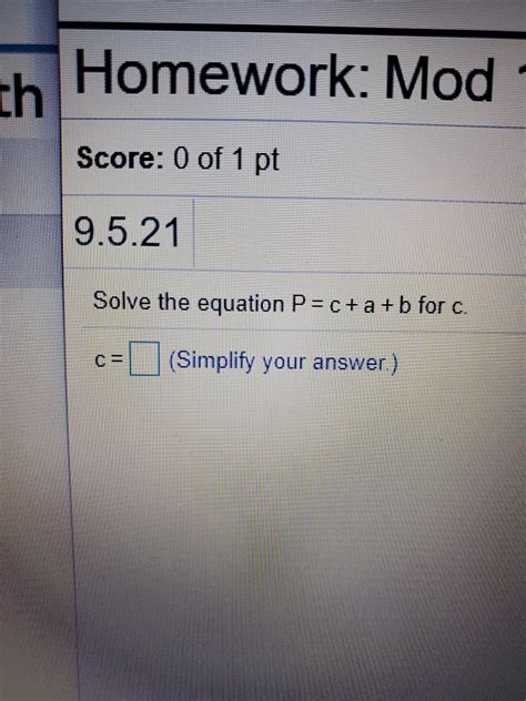 Solved Homework Mod Score 0 Of 1 Pt 9521 Solve The