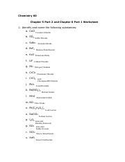Chapter Part And Chapter Part Worksheet Pdf Chemistry