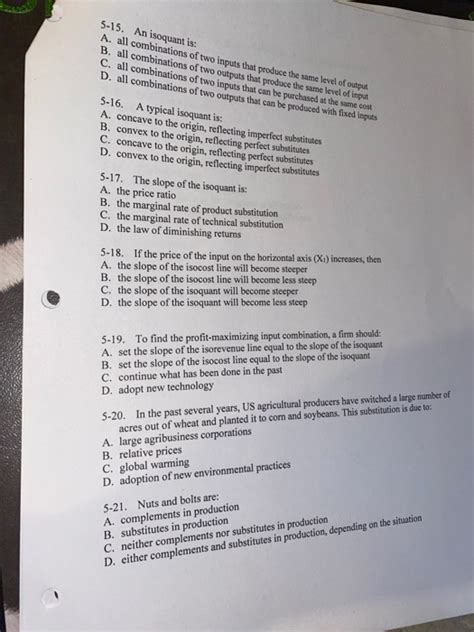 Solved از 5 15 An Isoquant Is A All Combinations Of Two