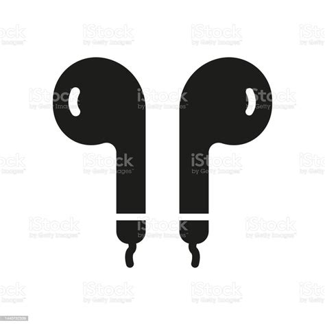 무선 헤드폰 실루엣 기호입니다 이어폰 글리프 아이콘입니다 음악 기호를 듣기 위한 휴대용 이어폰 이어버드 디지털 음향 장비 헤드셋