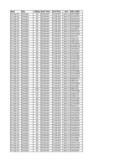 Mid Sem Exam Schedule Odd Sem 2024 25 Final Pdf