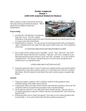 6304 Module 4 Assignment Module Assignment Module 4 QMB 6304