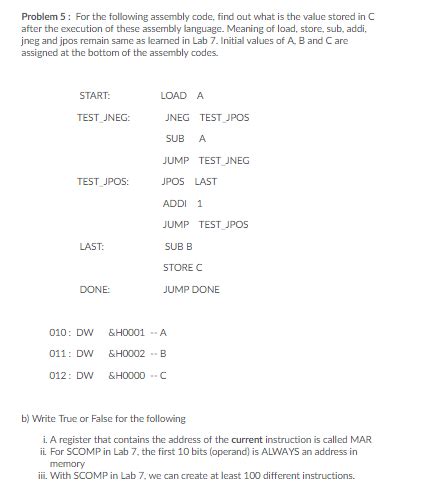 Problem For The Following Assembly Code Find Out Chegg
