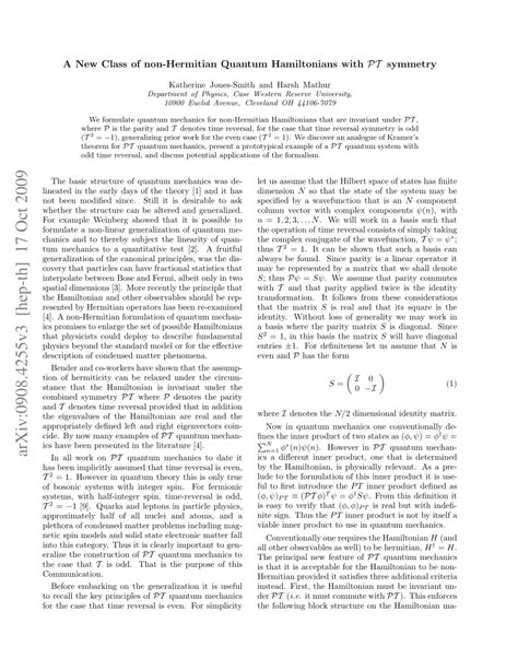 Pdf Non Hermitian Quantum Hamiltonians With Pt Symmetry