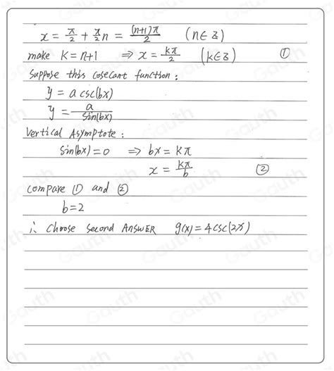 Solved What Is The Equation For A Cosecant Function With Vertical