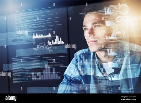 Analyzing The Information A Handsome Young Male Programmer At Work