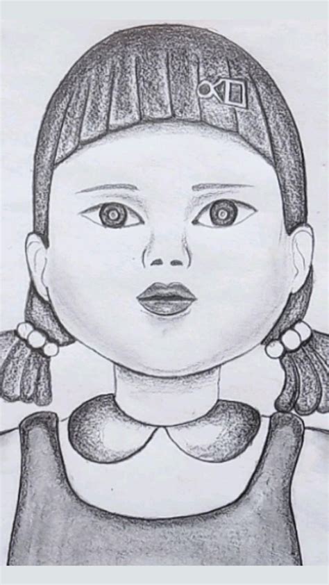 How To Draw Squid Game Red Light Green Light Doll Drawing Challenge Fruit Art Drawings
