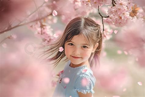 樱花ai数字艺术 樱花梦幻浪漫自然风格小女孩樱花树微笑花瓣飘落人像照片 Ai图片免费下载png格式4032像素编号71562896 千图网