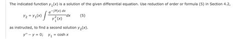 Solved The indicated function y₁ x is a solution of the Chegg com