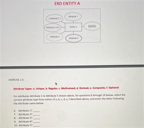 Solved Erd Entity A Xercise 2 3 Attribute Types A Unique