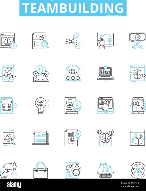 Teambuilding Vector Line Icons Set Teamwork Collaboration Problem