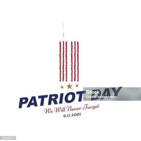 애국 자 일 9 월 11입니다 2001 우리가 결코 잊지 않을 것입니다 흰색 바탕에 쌍둥이 타워와 인쇄 술 미국 사람들의 메모리의 하루 벡터 글꼴 조합입니다 평면 요소