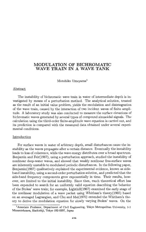 Pdf Modulation Of Bichromatic Wave Train In A Wave Tank