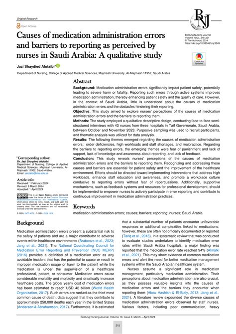Pdf Causes Of Medication Administration Errors And Barriers To Reporting As Perceived By