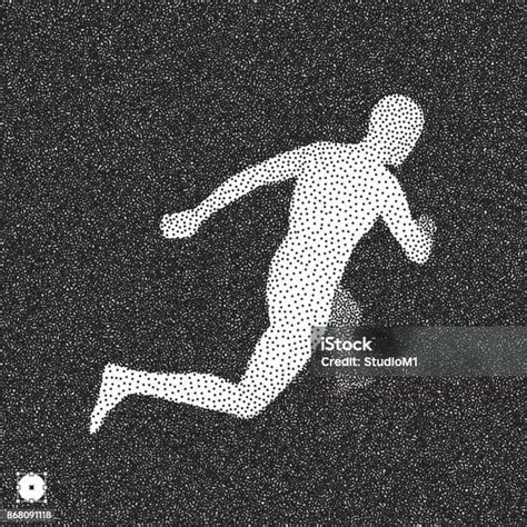 남자를 실행합니다 남자의 3 차원 모델입니다 흑인과 백인 낟 알 디자인입니다 화상 자국 효과입니다 벡터 일러스트입니다 3차원 형태에 대한 스톡 벡터 아트 및 기타 이미지