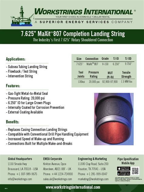 Workstring International Maxit 807 Completion Landing String Pdf Strength Of Materials