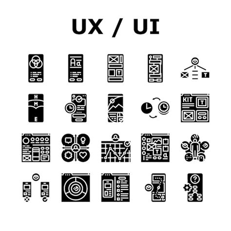 Premium Vector Ui Ux Develop Content Research Icons Set Vector