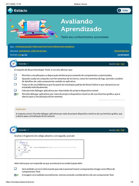 programaÇÃo para dispositivos mÓveis em android avaliando apredizado