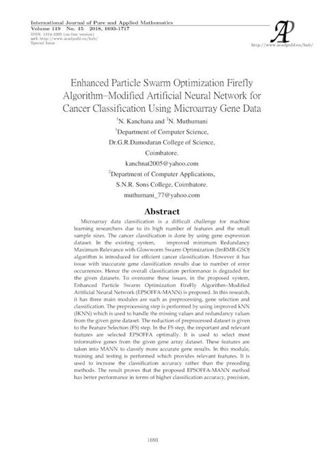 pdf enhanced particle swarm optimization firefly algorithm · enhanced particle swarm
