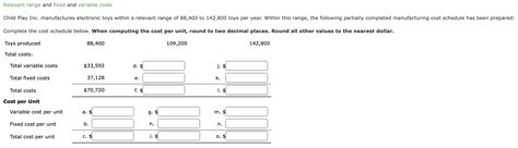 solved relevant range and fixed and variable costscomplete