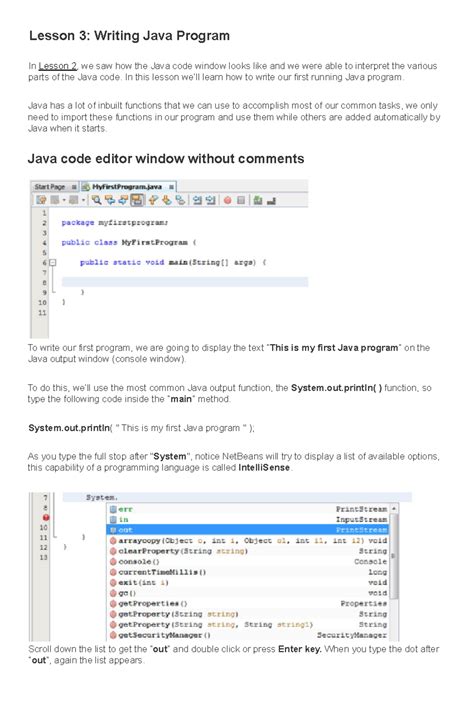Lesson 3 Writing A Java Program In This Lesson Well Learn How To Write Our First Running Java