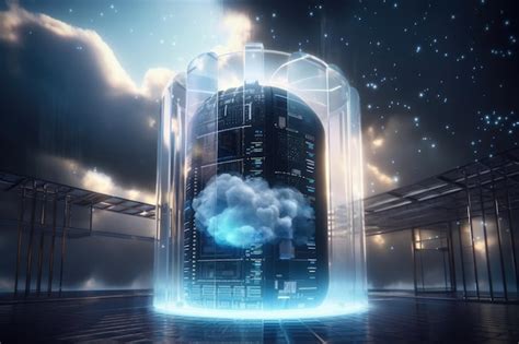 premium photo a server with cloud data processing futuristic