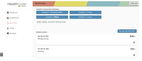 FAQ Activity Data HealthCode