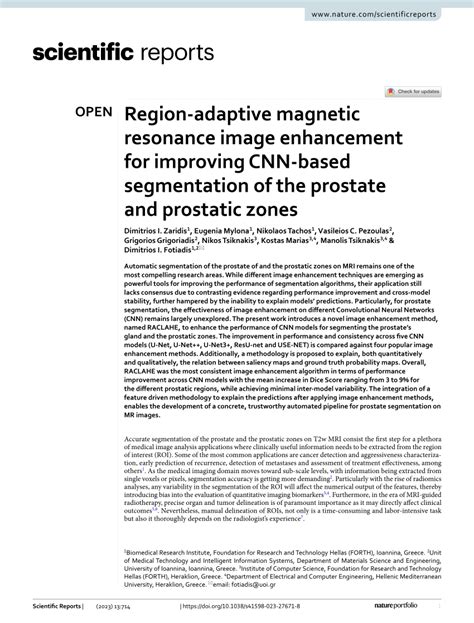 Pdf Region Adaptive Magnetic Resonance Image Enhancement For Improving Cnn Based Segmentation
