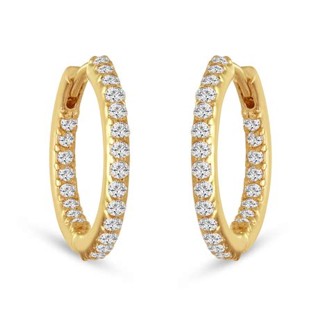 Diamonds Hoop Earrings 0 75 Inch 14k Yellow Gold 0 86 Carat Handmade