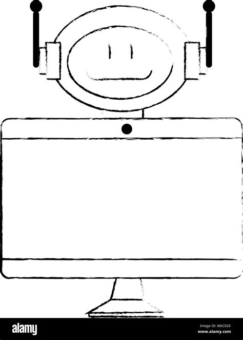 Technological Robot With Monitor Character Icon Stock Vector Image Art Alamy