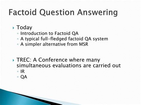 Ppt Web Based Factoid Question Answering Including A Sketch Of
