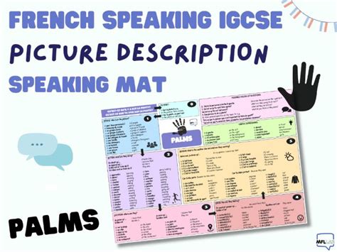 french igcse edexcel palms speaking mat for photo description