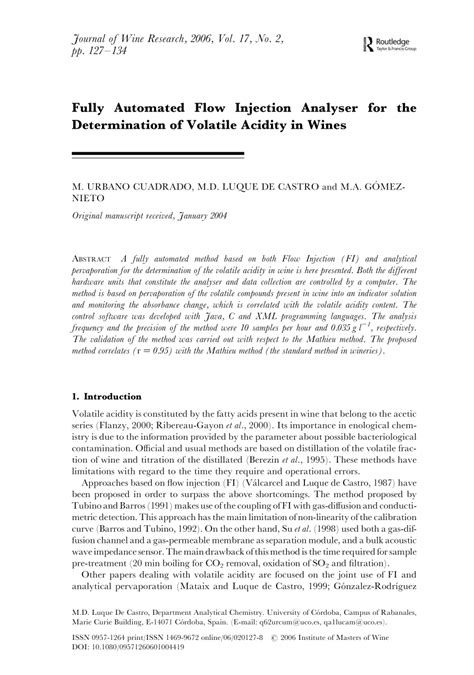 Pdf Fully Automated Flow Injection Analyser For The Determination Of
