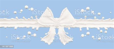 우유의 스플래쉬 선물 활 우유 리본 일러스트 레이 션 3d 렌더링 3차원 형태에 대한 스톡 사진 및 기타 이미지 3차원 형태 거품 내기 녹기 Istock