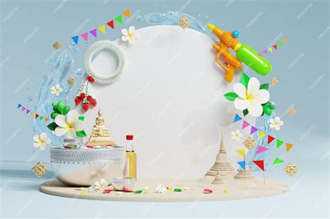 Premium Photo 3d Songkran Festival Background In Thailand Water Festival