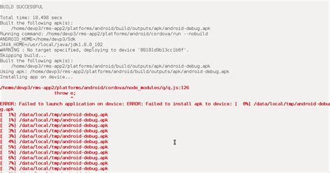 Ionic Framework ERROR Failed To Launch Application On Device ERROR