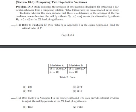solved section 10 6 comparing two population variances